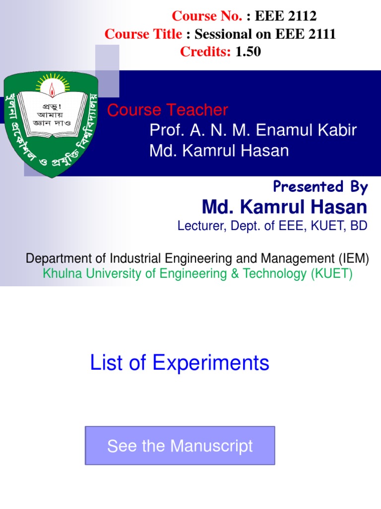 Eee Lab 19 Manual | PDF | Metrology | Electromagnetism