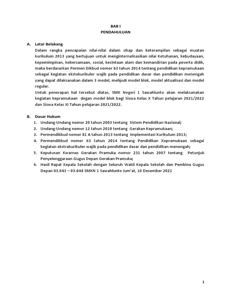 Proposal Kegiatan Pramuka-Sistem Blok | PDF