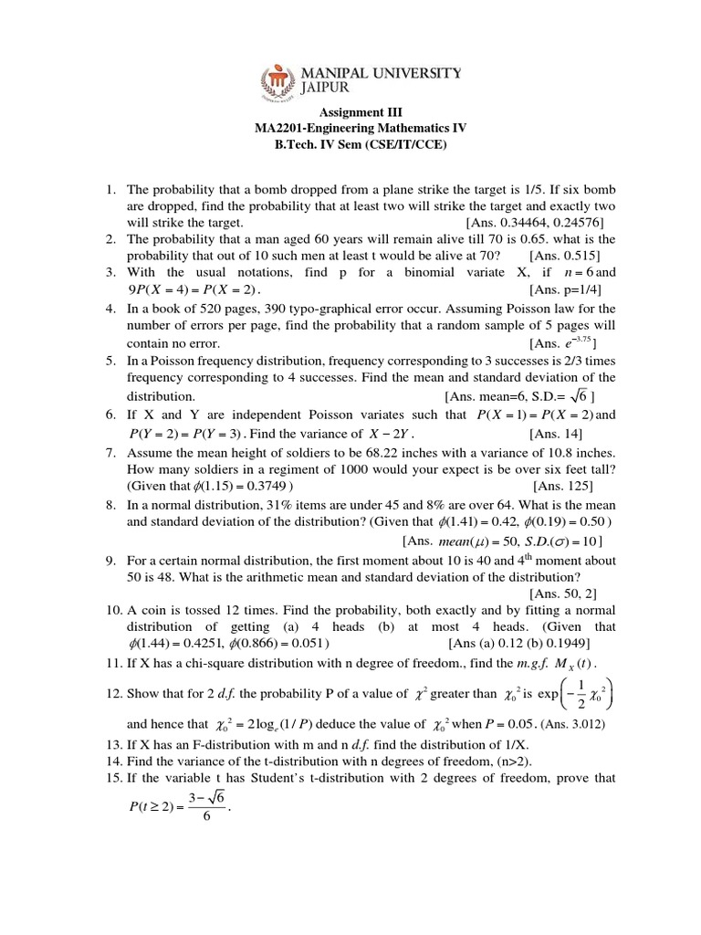 Assignment III Final | PDF | Standard Deviation | Normal Distribution