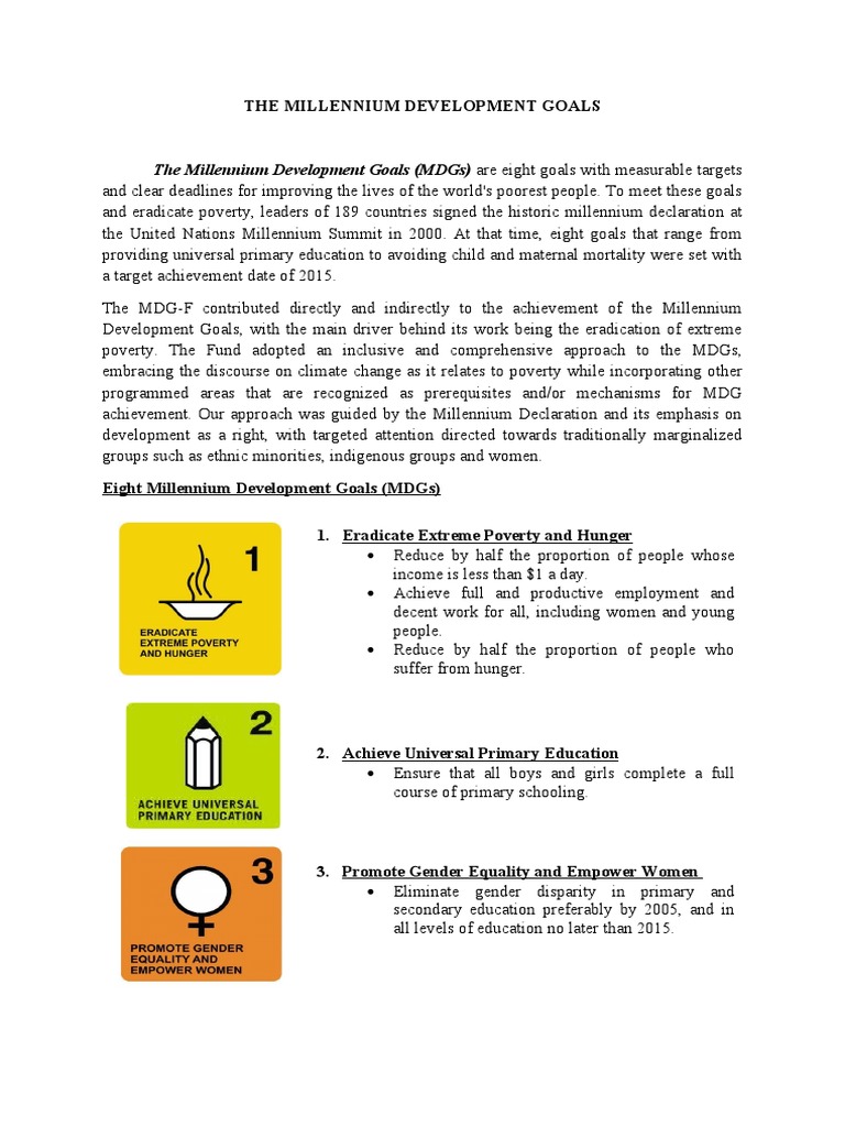 The Millennium Development Goals - Educ221 - Research | PDF | Millennium Development Goals