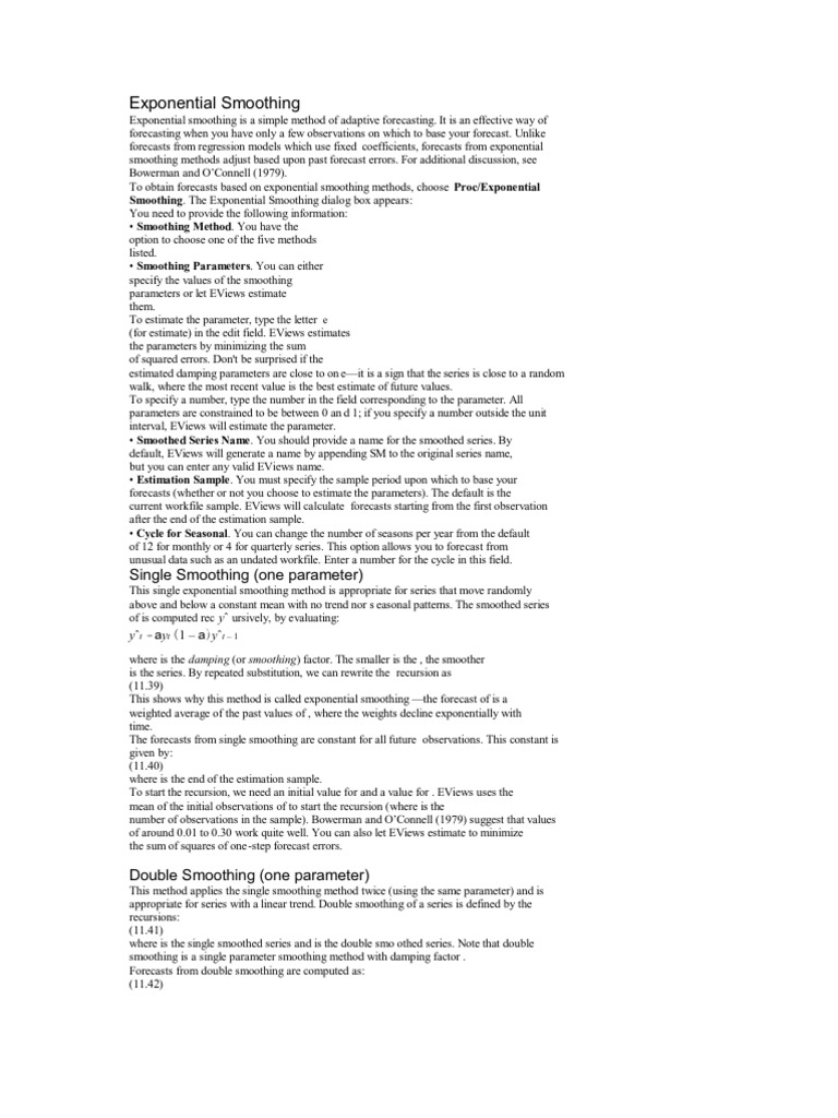 Exponential Smoothing | PDF | Forecasting | Bootstrapping (Statistics)