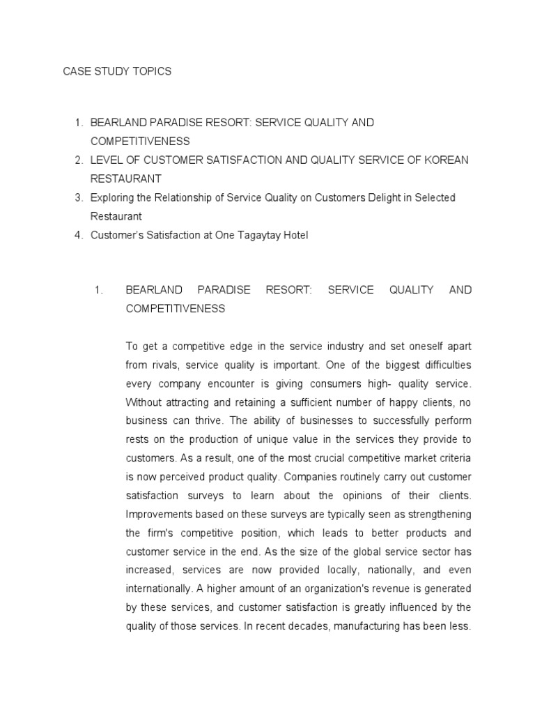 Case Study Topics (Bme 1) | PDF | Customer Satisfaction | Customer