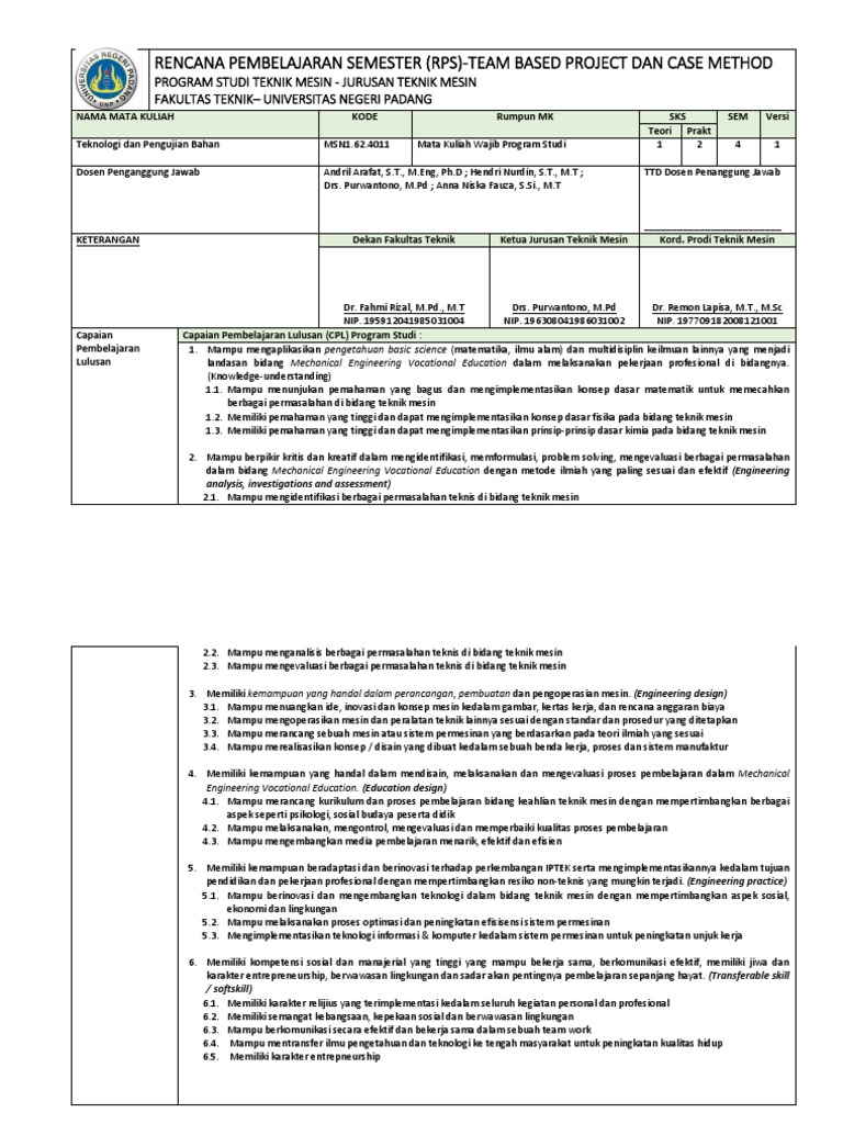 RPS - S1 TM - Pengujian Dan Karakterisasi Material | PDF