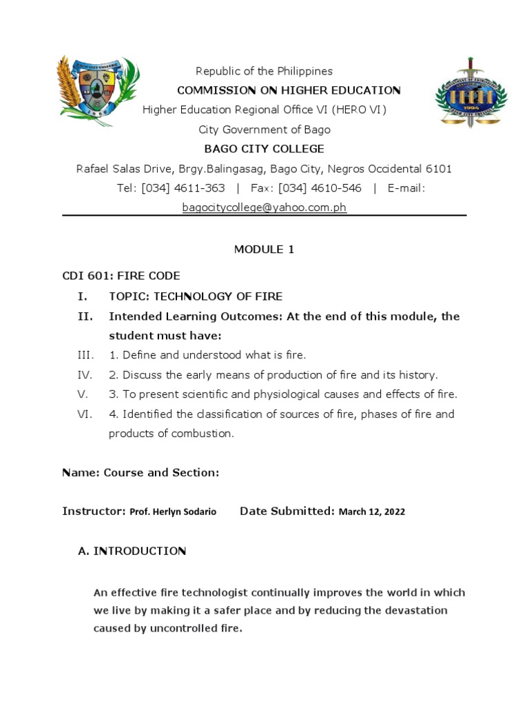 Module 1 (Fire Code) | PDF | Fires | Combustion