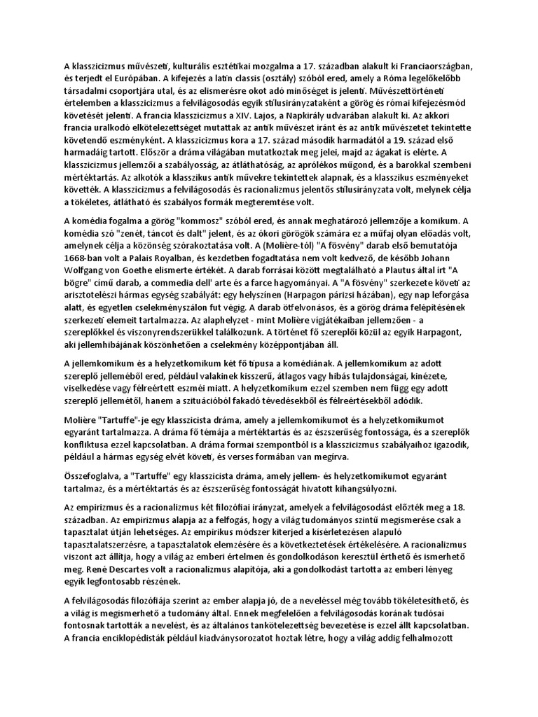 Irodalom Vázlat | PDF