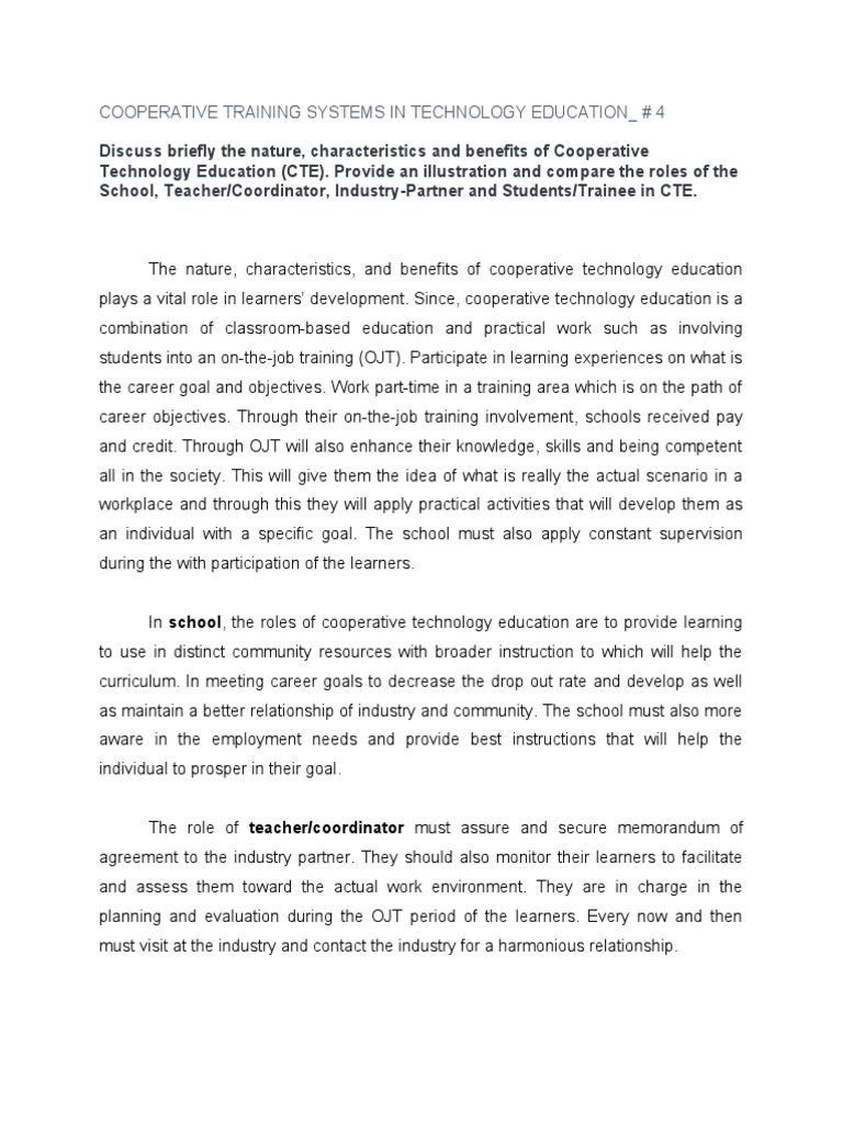 4 - Cooperative Training Systems in Technology Education | PDF | Vocational Education | Learning