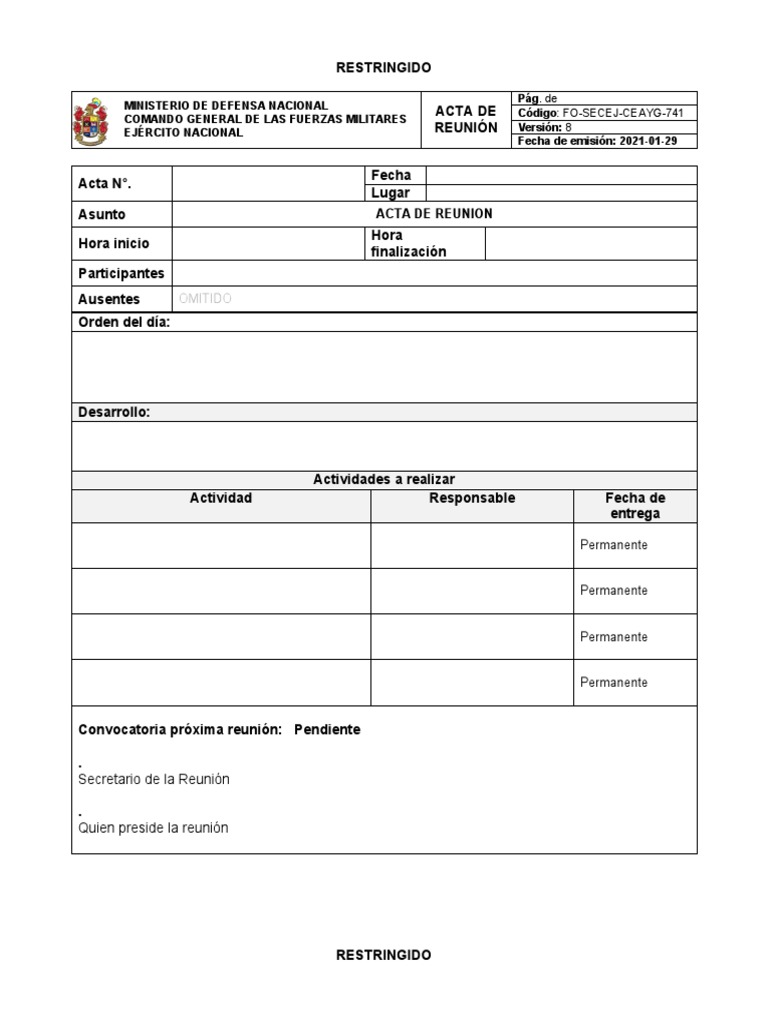 Formato Actas de Reunion | PDF | Gobierno