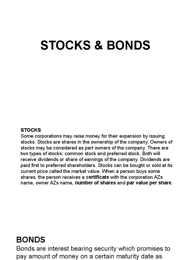 Understanding Stocks and Bonds Basics | PDF | Finance & Money Management