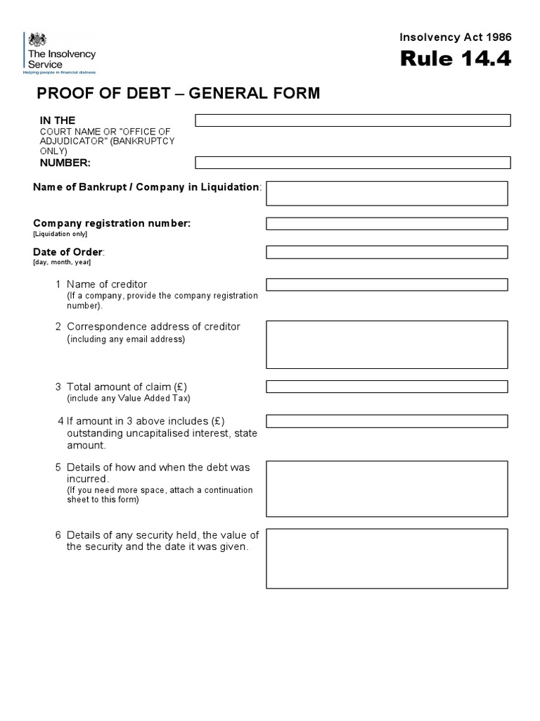Proof of Debt Submission Form | PDF | Bankruptcy | Justice