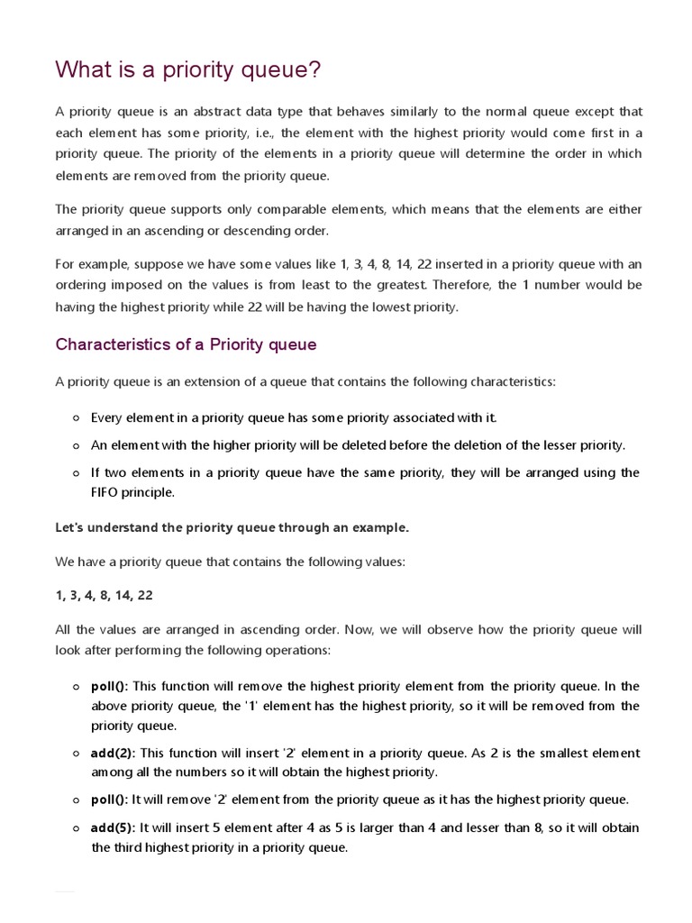 Priority Queue Data Structures Javatpoint Pdf Queue Abstract Data Type Computer 4225
