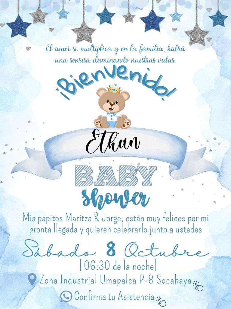 Tarjeta Baby Shower Ethan | PDF