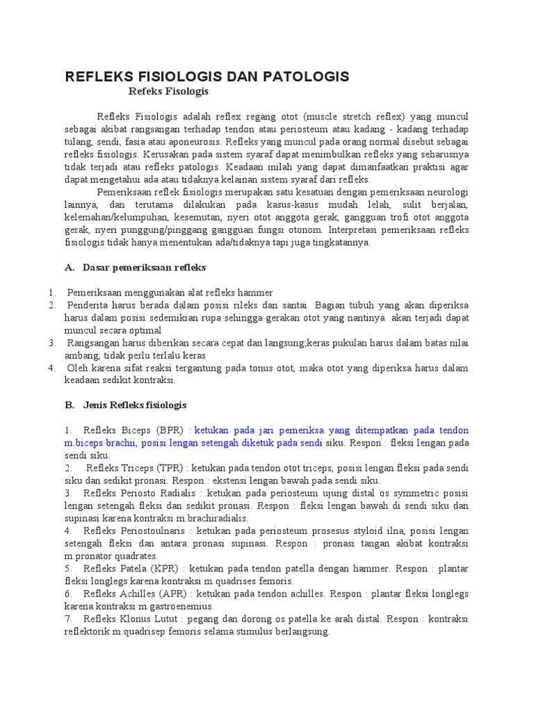 Refleks Fisiologis Dan Patologis Pdf