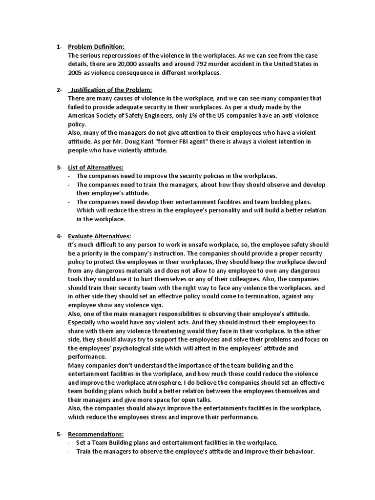 Addressing Workplace Violence Risks | PDF | Violence | Aggression