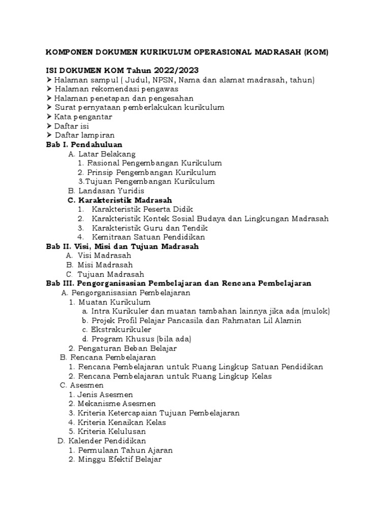 Sistematika Dokumen 1 KOM | PDF