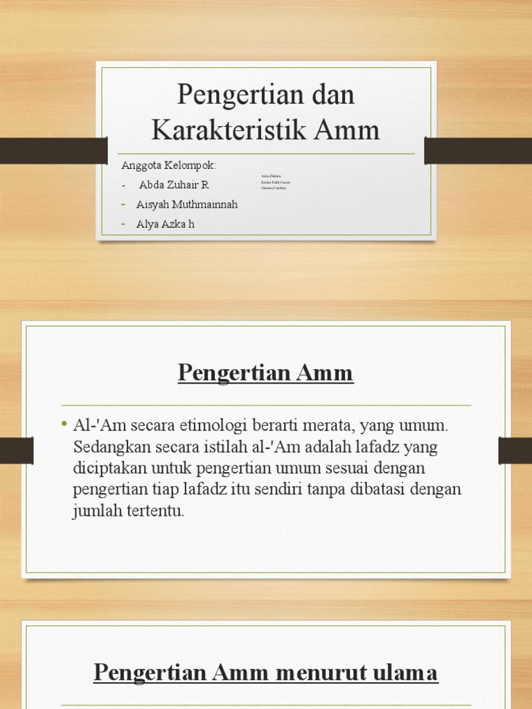 Pengertian Amm Dan Karakteristik Amm Kelompok 1 Ilmu Tafsir XI Agama | PDF