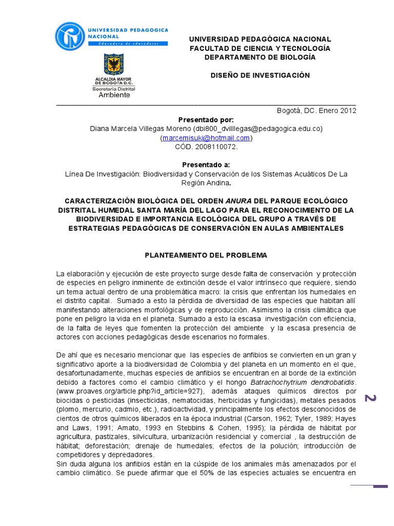 Caracterización Biológica Del Orden Anura | PDF | Biodiversidad | Entorno natural