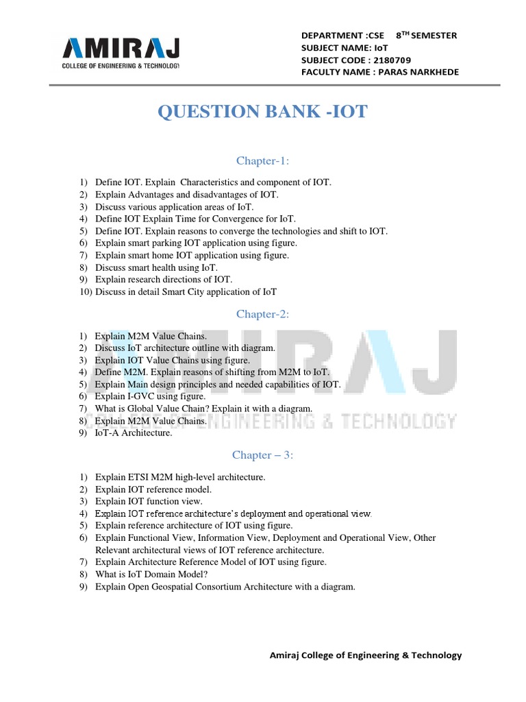 Iot - Question Bank | PDF | Internet Of Things | Computing