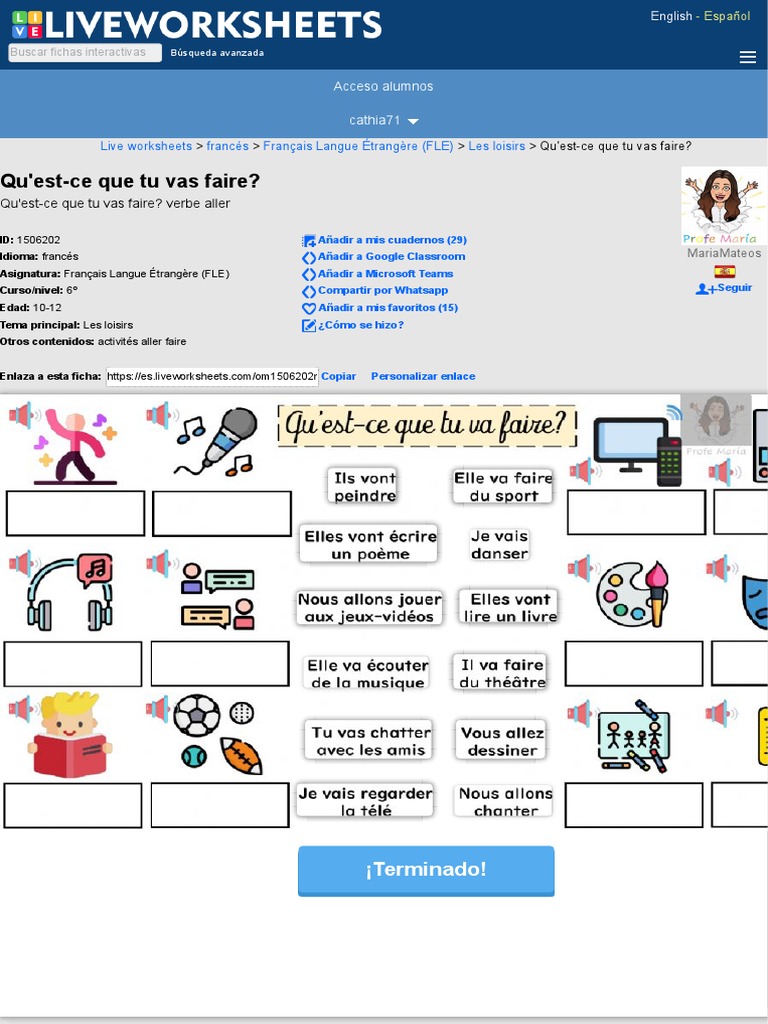 Ejercicio de Qu'Est-ce Que Tu Vas Faire? | PDF