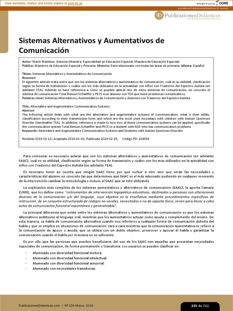 SAAC Autismo | PDF | Comunicación | Evaluación