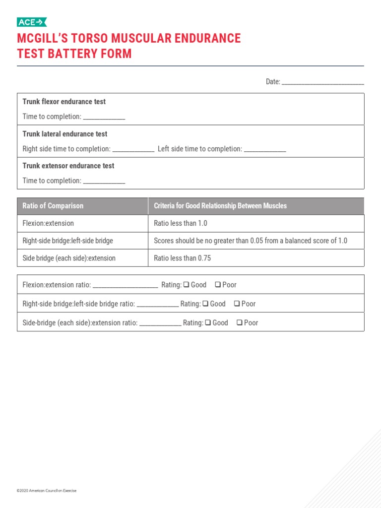 McGill Torso Endurance Test Battery | PDF