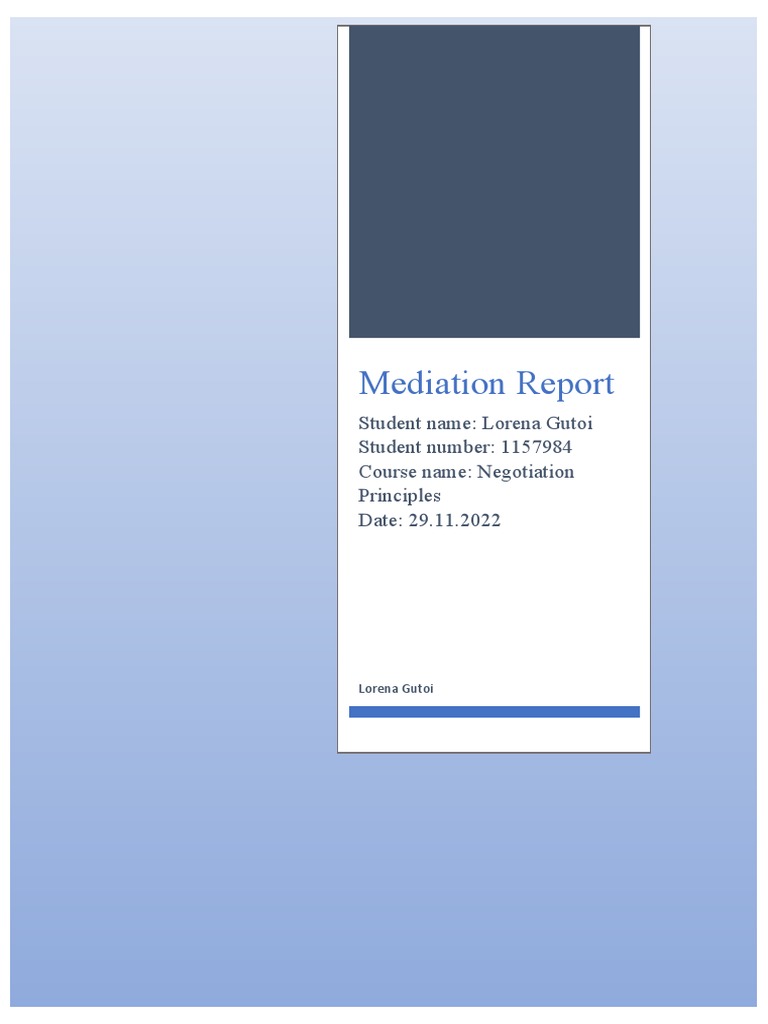 Mediation Report | PDF