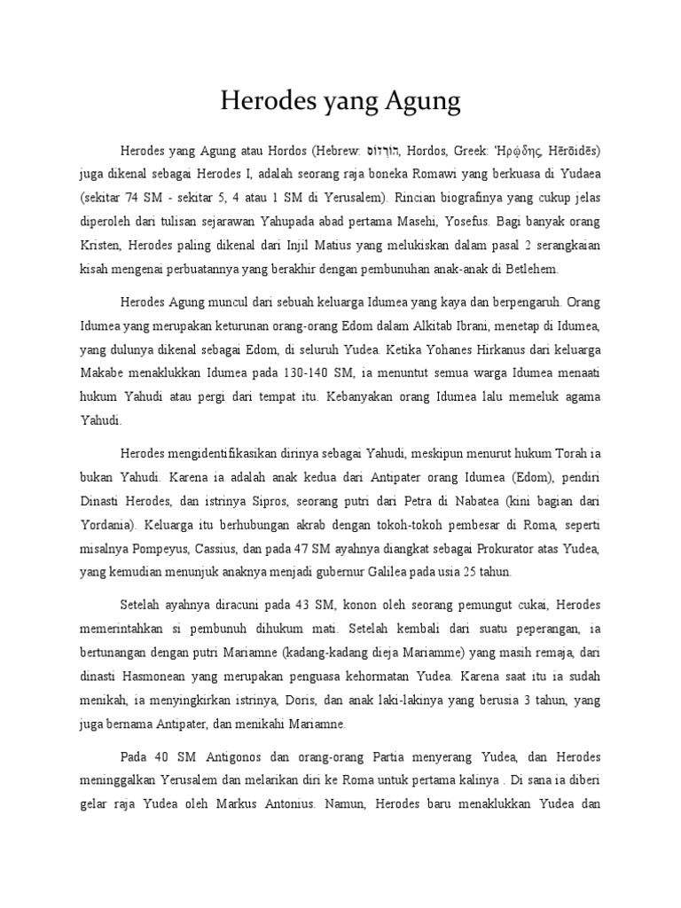 Pemerintahan Herodes Agung di Yudea | PDF