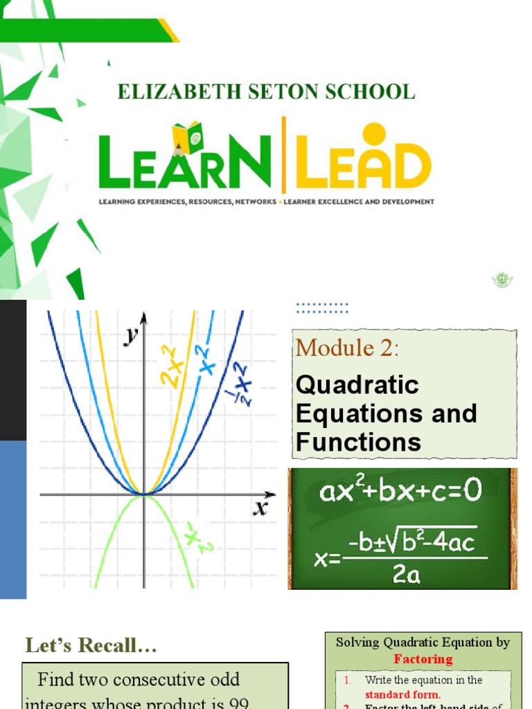 Lesson 4 Solving Quadratic Equations By Completing The Square Pdf Factorization Equations