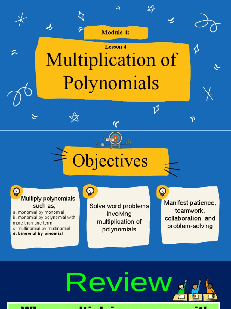 M4. Lesson 4. Multiplication of Polynomials | PDF | Polynomial | Multiplication