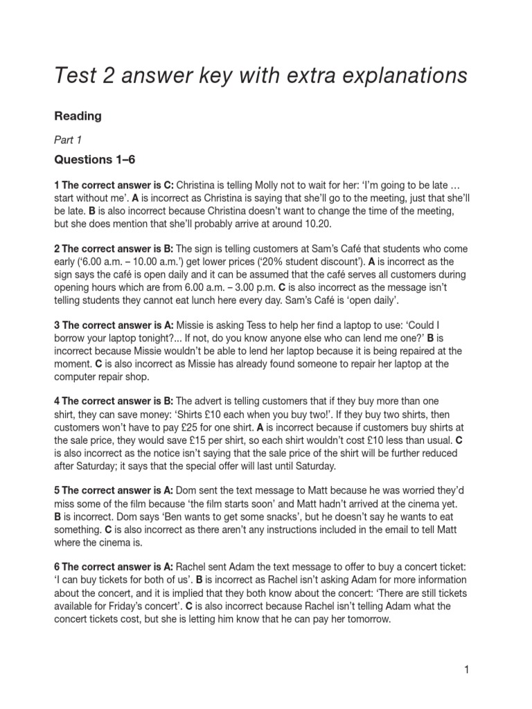 Test 2 Answer Key, Reading | PDF | Verb | Languages