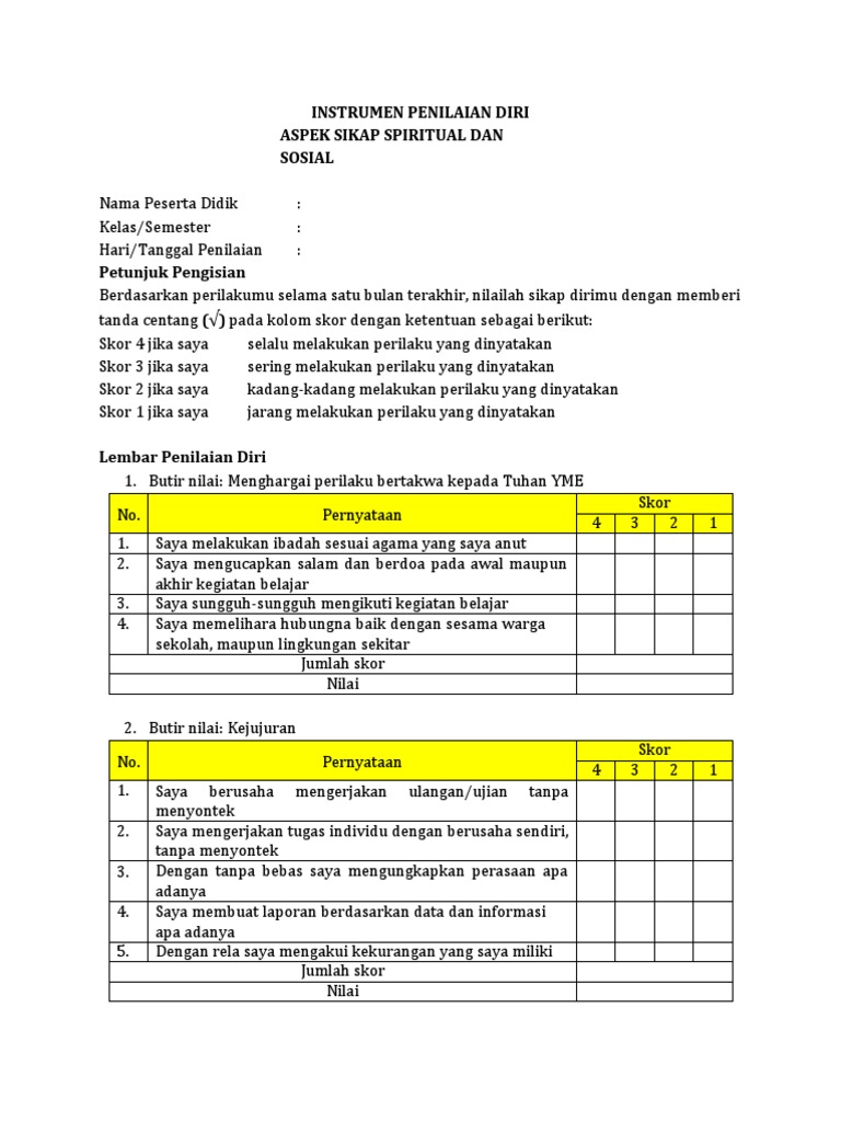 Instrumen Penilaian | PDF