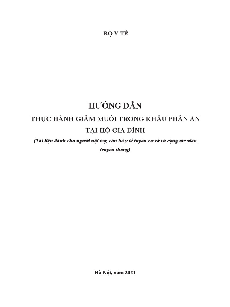 Huong Dan Thuc Hanh Giam Muoi Trong Khau Phan An Tai Ho Gia Dinh | PDF