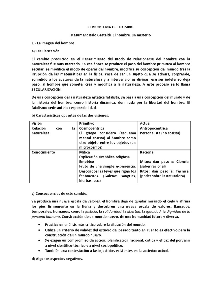Italo Gastaldi, EL PROBLEMA DEL HOMBRE | PDF | Antropología | Hermenéutica