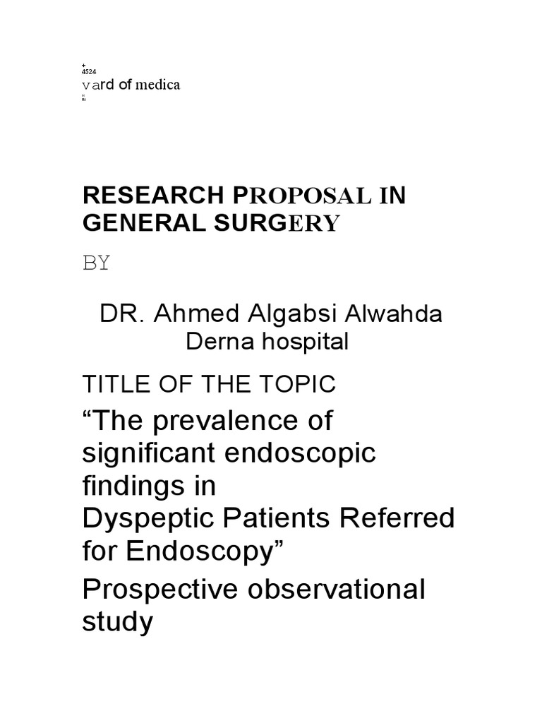 Research Proposal in General Surgery | PDF | Indigestion | Clinical ...
