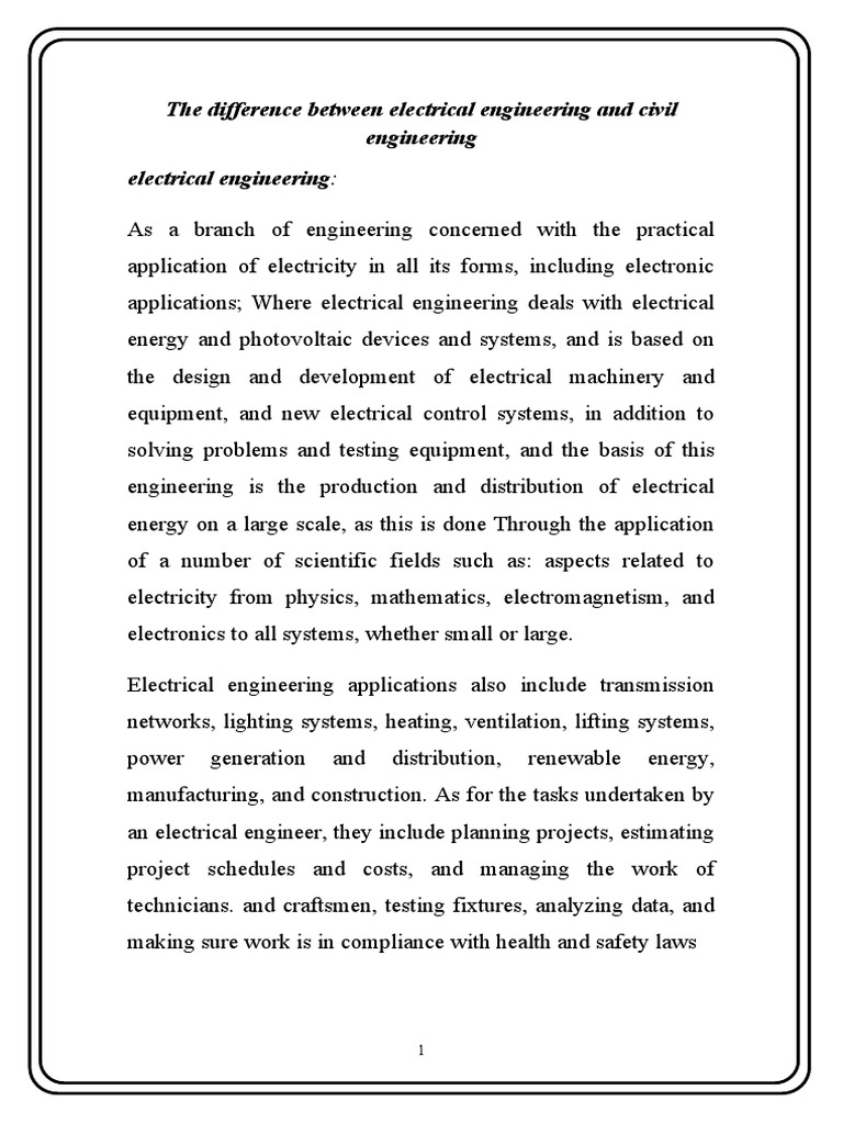 The Difference Between Electrical Engineering and Civil Engineering | PDF