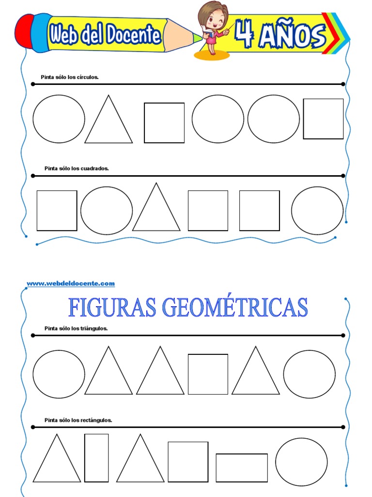 Actividades de Figuras Geométricas para Niños de 4 Años | PDF