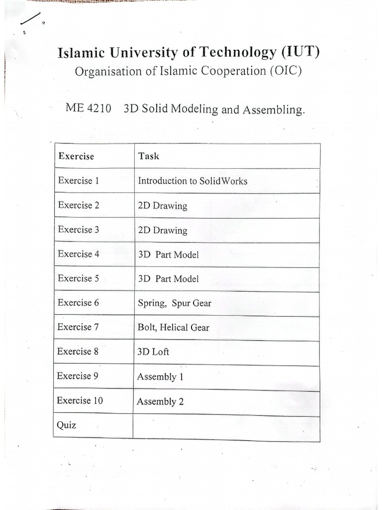 Solidworks Lab Sheet | PDF