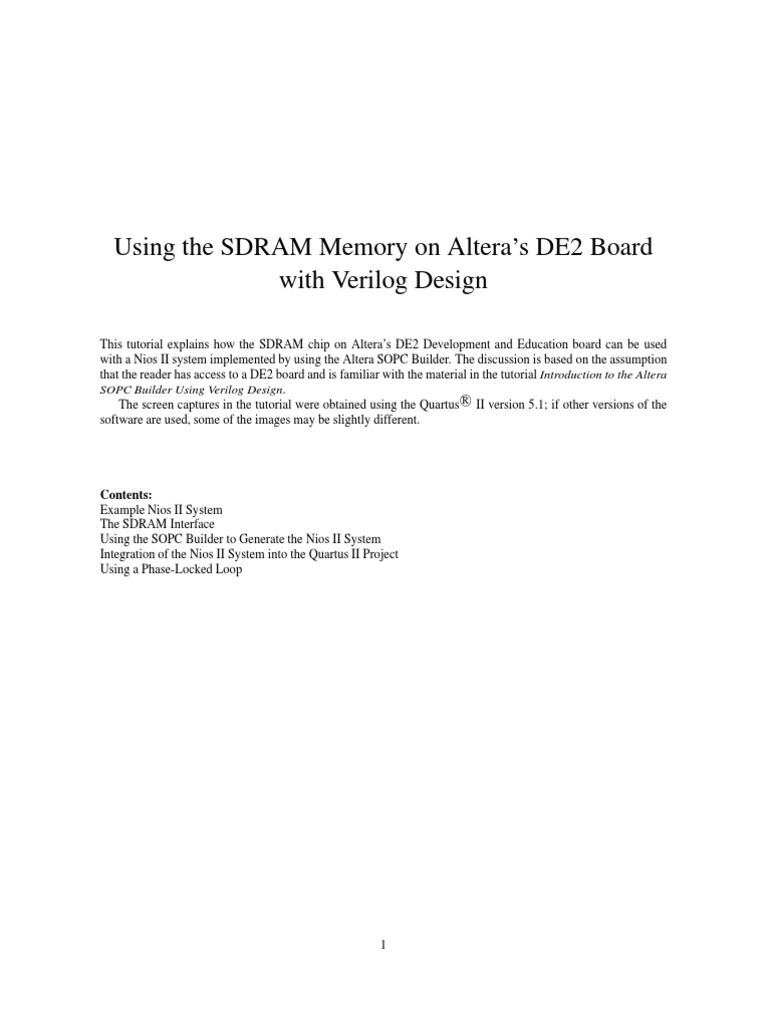Tut DE2 Sdram Verilog | PDF | Input/Output | Computer Engineering