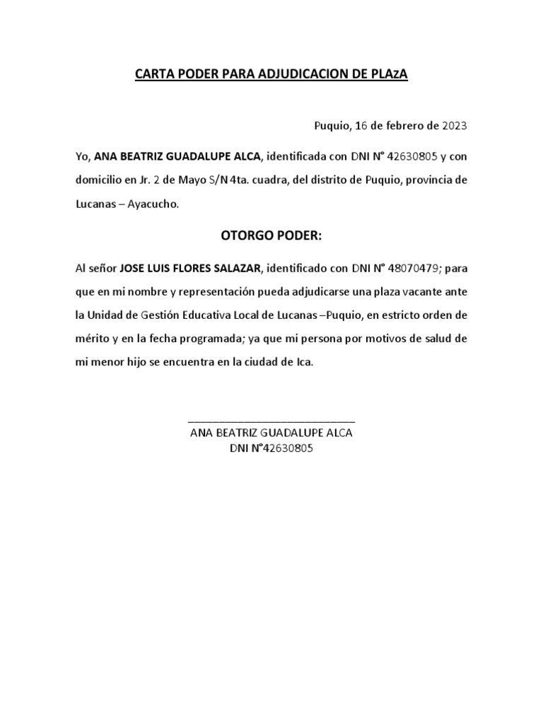 Carta Poder Ana | PDF