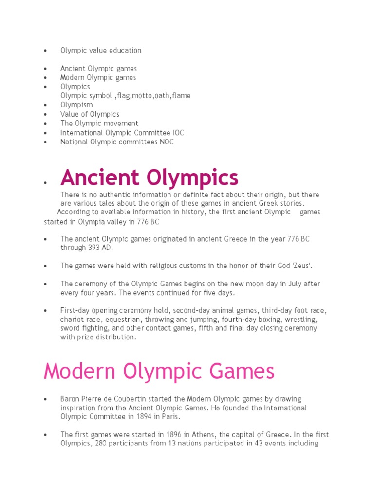 Olympics Note | PDF | Olympic Games | Paralympic Games