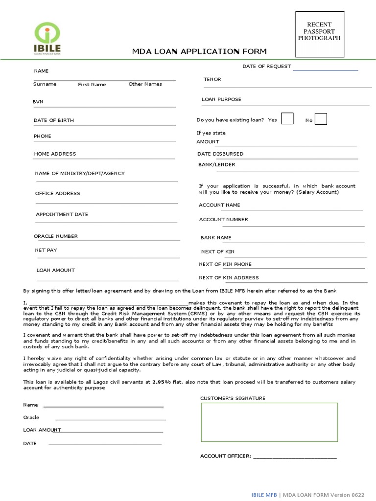 Mda Loan Form Updated | Download Free PDF | Loans | Banks