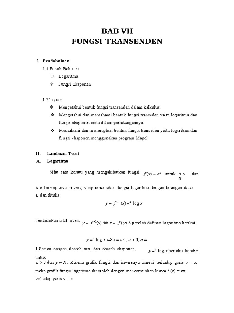 Bab 7 Fungsi Transenden 123 | PDF