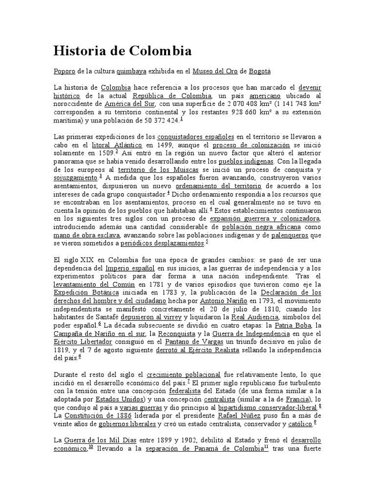 Historia de Colombia | PDF | Colombia | América del Sur