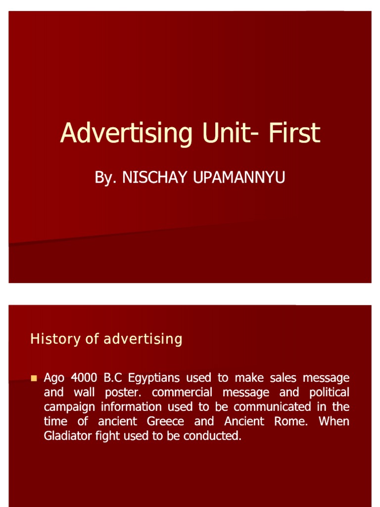 Advertising Unit 1 | PDF | Advertising | Sales