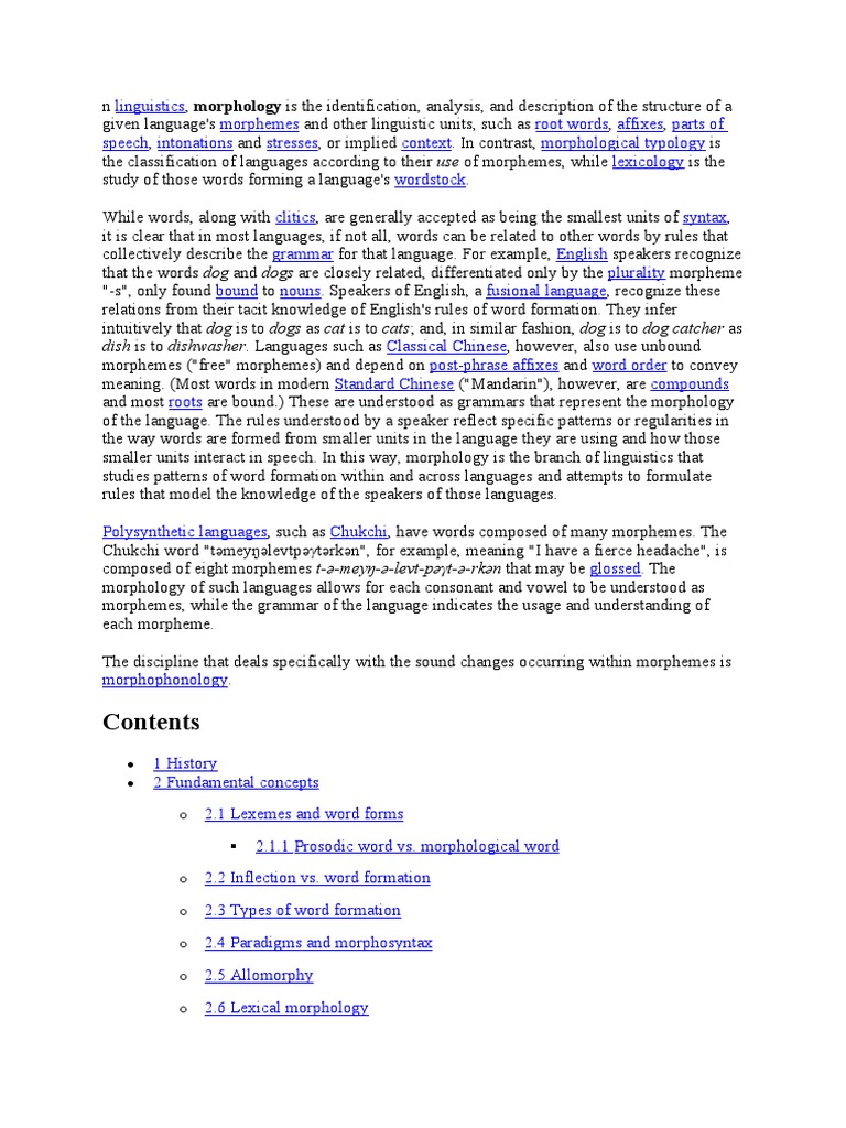 Morphology 1 | PDF | Morphology (Linguistics) | Word