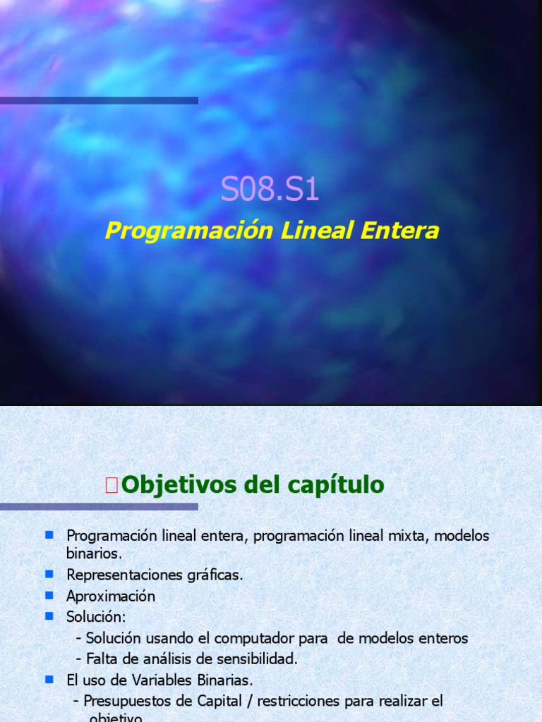 S08.s1 - Programacion Lineal Entera y Binaria | PDF | Programación lineal | Matemáticas Aplicadas