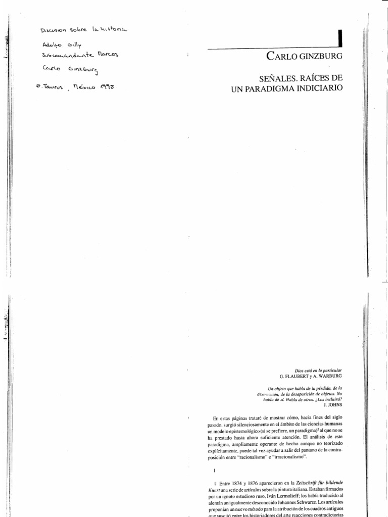 Capitulo Señales Raices de Un Paradigma Indiciario Carlo Ginzburg | PDF