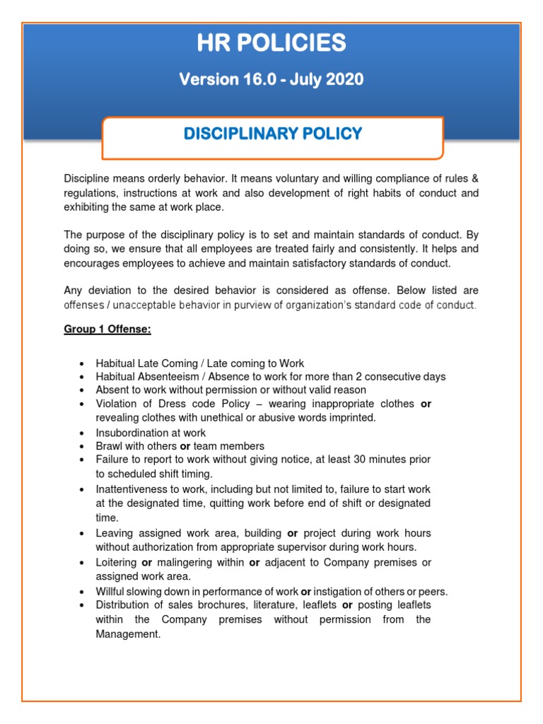 Disciplinary Policy 050821 | PDF | Sexual Harassment | Disciplines
