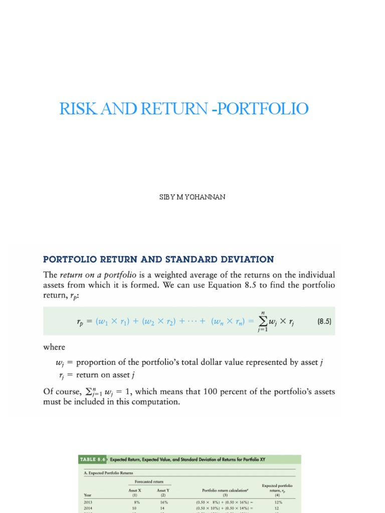 Risk and Return - Portfolio: Siby M Yohannan | PDF