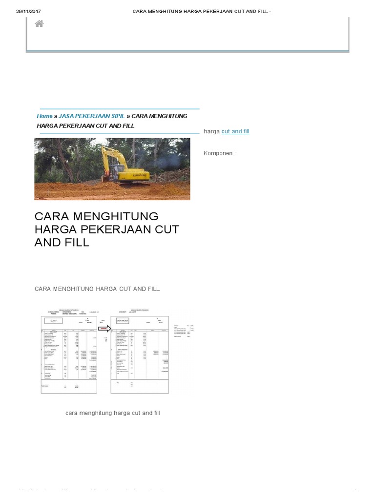 Cara Menghitung Harga Pekerjaan Cut and Fill | PDF