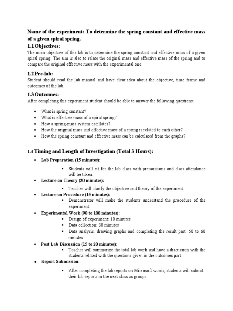 Experiment-3 (Spring Constant) | PDF | Experiment | Mass